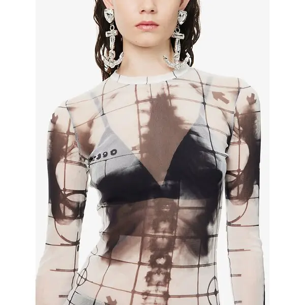 Jean Paul Gaultier Skeleton-Print Woven Top In White Black - 85